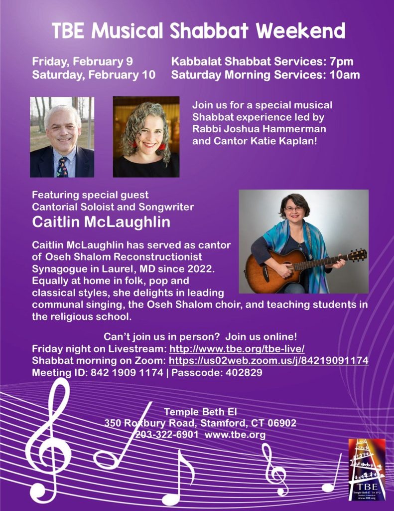 Musical Shabbat Weekend with Caitlin McLaughlin - Temple Beth El