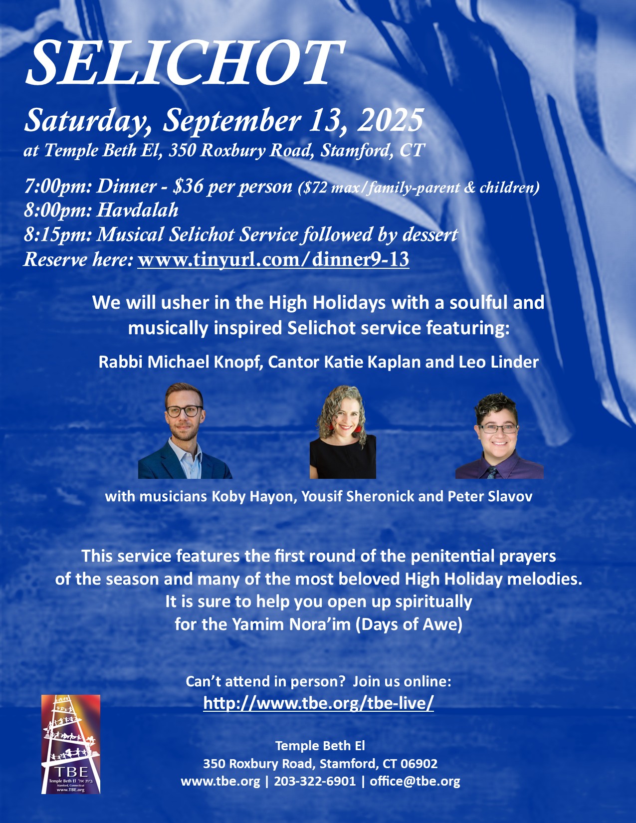 Selichot Dinner and Services - Temple Beth El